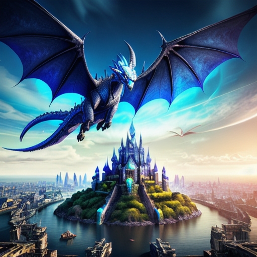 Blue Dragon Flying