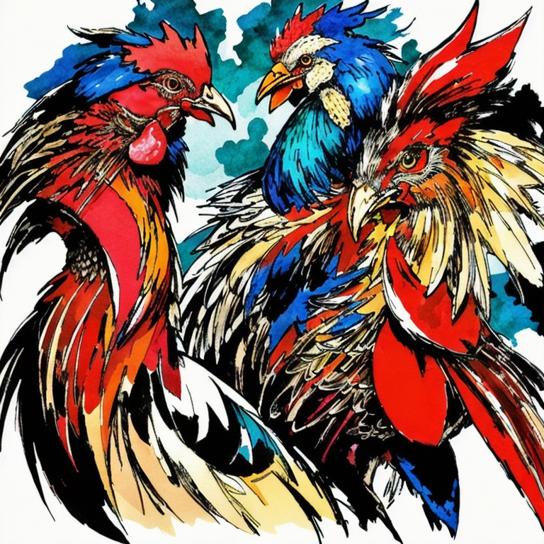 Rooster And Hen In Love