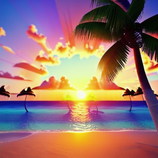 Beach Paradise Sunset Wallpaper