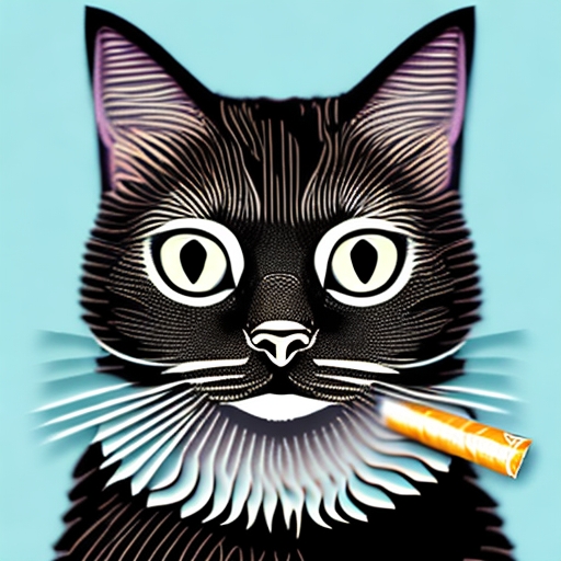 Cat Smoking Cigarette Drawing