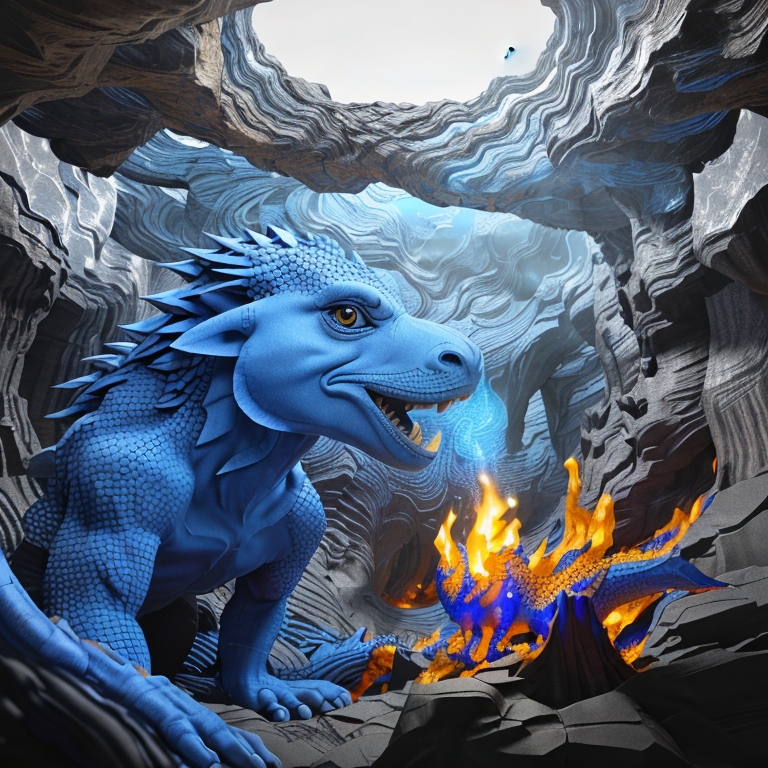 Blue Dragons Breathing Fire