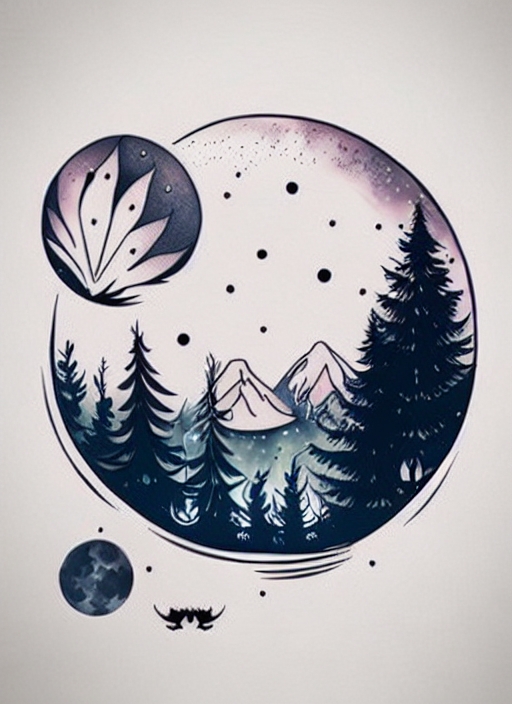 Full Moon Tree Tattoo