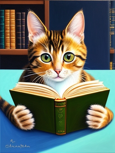 Cute Cat Reading Book