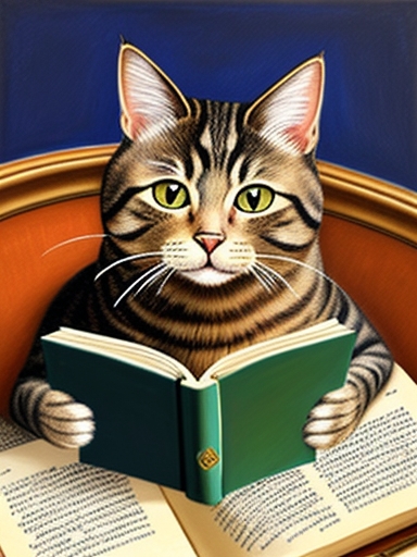 Cute Cat Reading Book
