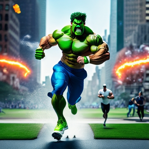 Hulk Running On Buildings