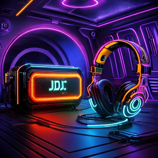 Neon Dj Headphones Logo