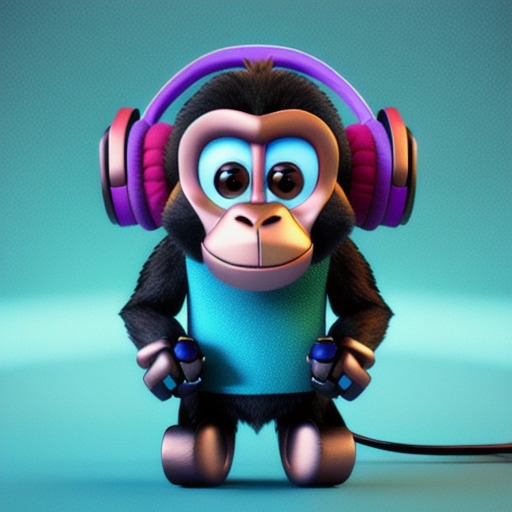 Cartoon Monkey With Headphones