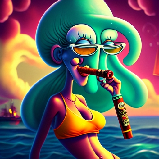 Squidward Smoking Weed