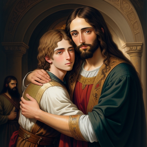 Jesus Christ Hugging Man