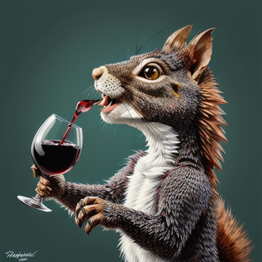 Squirrel Drinking Wine