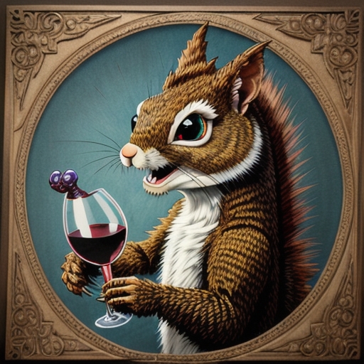Squirrel Drinking Wine