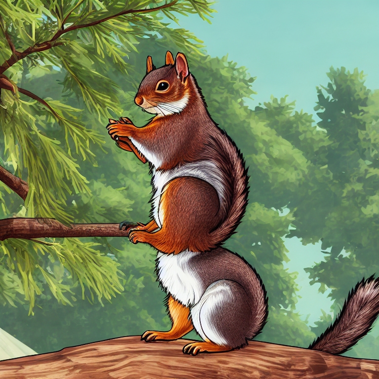 Squirrel In Tree Drawing