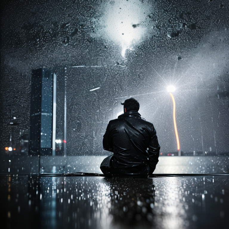 Sad Man In Rain Wallpaper