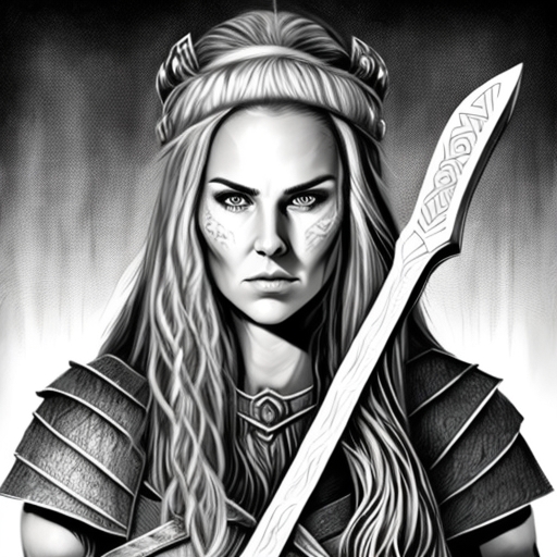Viking Warrior Woman Drawings