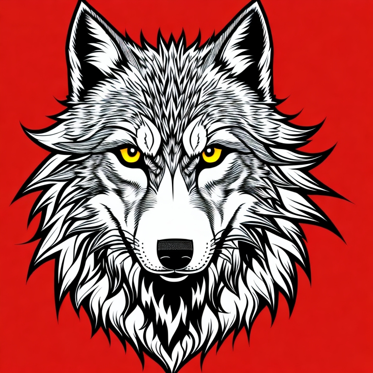 Red And White Anime Wolf