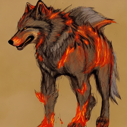 Anime Fire Wolf Demon