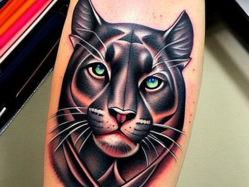 Realistic Panther Head Tattoo