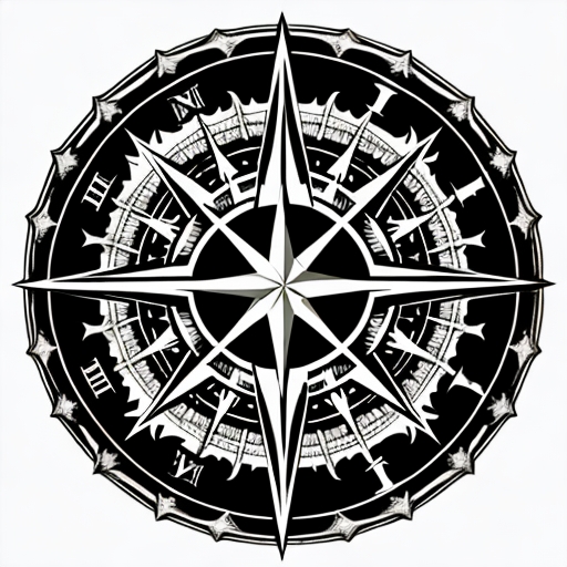 Simple Compass Rose Black And White