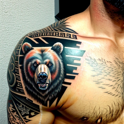 Grizzly Bear Chest Tattoo