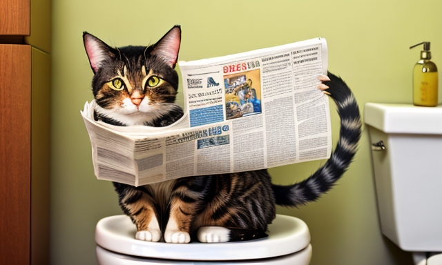 Cat Reading Newspaper