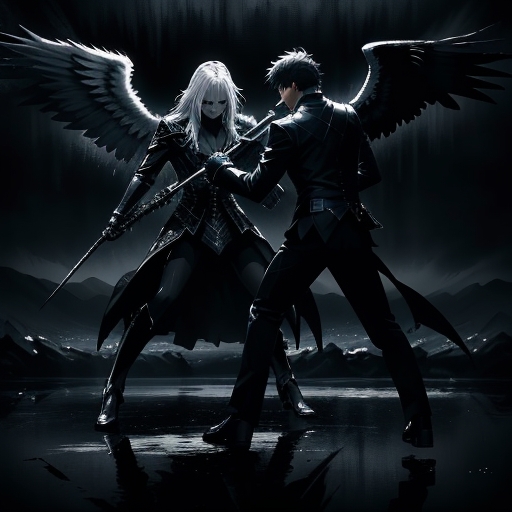 Anime Angel And Demon Fighting