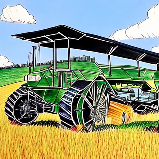 John Deere Combine Line Drawing